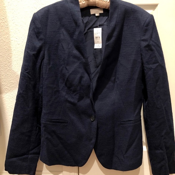 LOFT | Jackets & Coats | Loft Navy Collarless Blazer | Poshmark